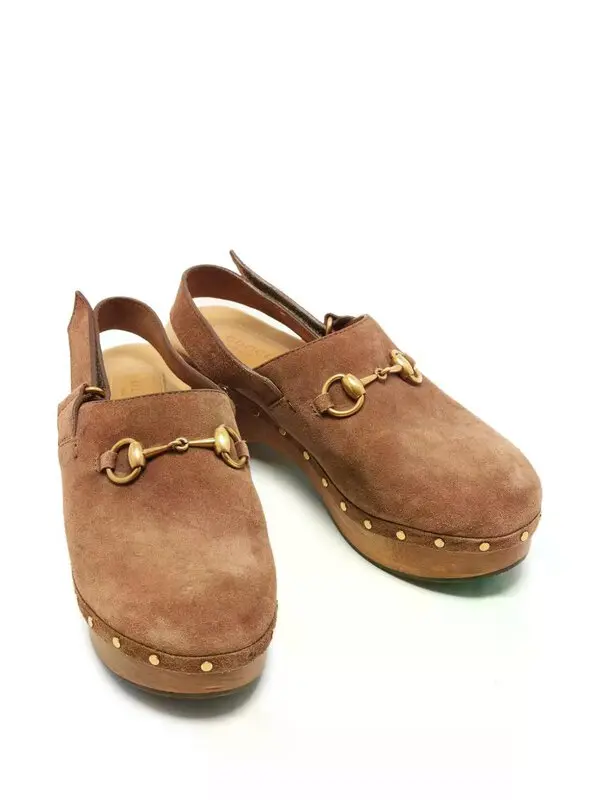 Gucci Suede Horsebit Platform Clogs