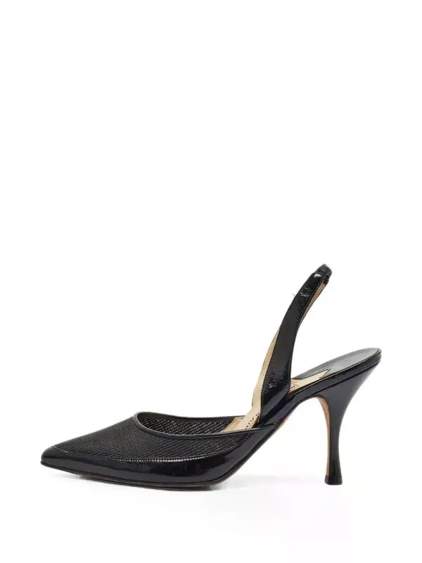 Manolo Blahnik Carolyne Mesh-panel Slingback Pumps - Black