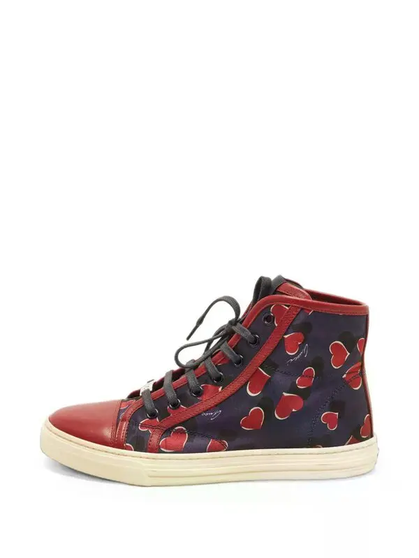 Gucci Heart Print Leather Trim High-top Sneakers