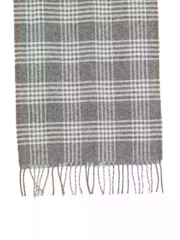 Eleventy Checked Fringed Scarf