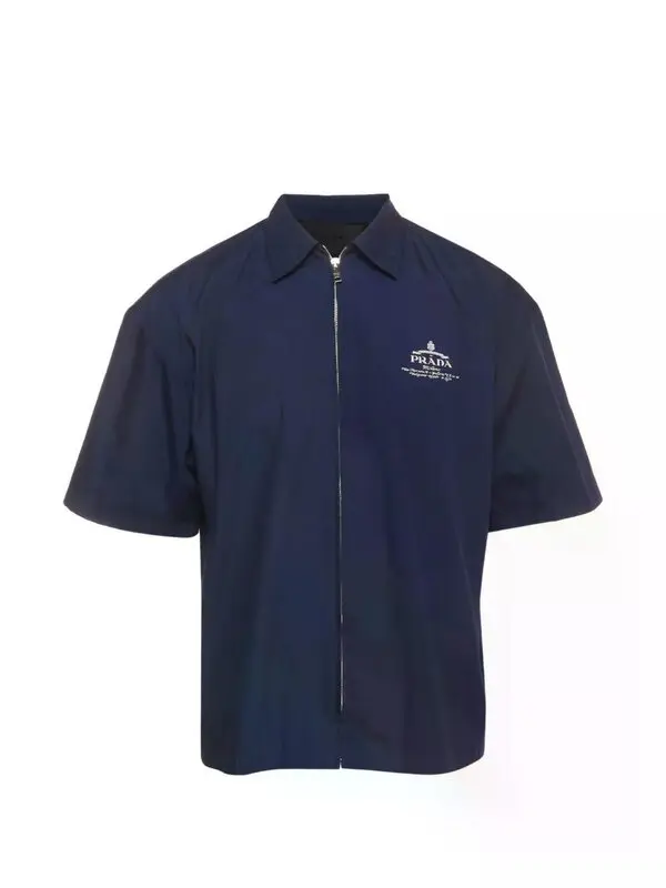 Prada Logo-print Zip-up Shirt