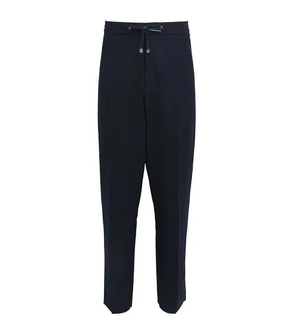 BRETT JOHNSON Wool-blend Drawstring Sweatpants - Navy