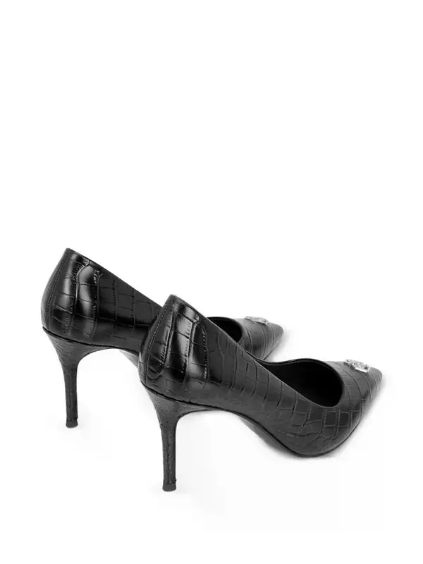 Philipp Plein Leather Decollete Pumps H85 Cocco Print Hexagon