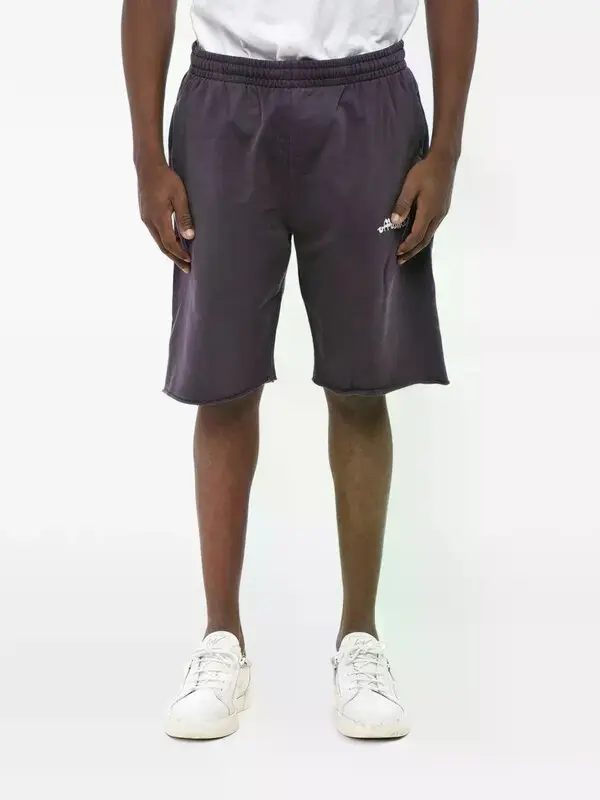 Off-White Logo-embroidered Raw-edge Shorts