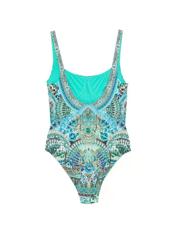 Camilla Embellished Graphic-print Swimsuit