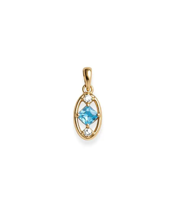 INARI JEWELLERY Gold-filled Portrait Pendant Charm With And White Topaz - Blue