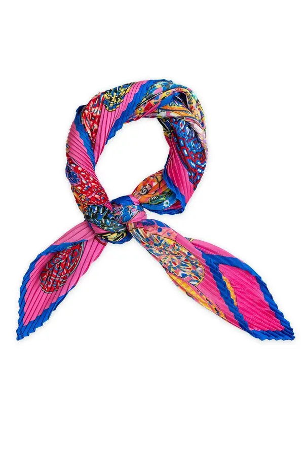 WILD COSMOS Millie Plissé Petit Scarf - Pink