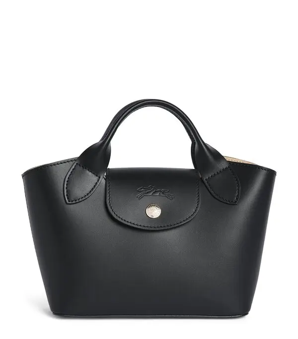 Longchamp Pure" Grained Leather Mini Tote Bag - Black
