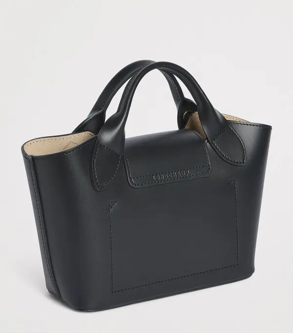 Longchamp Pure" Grained Leather Mini Tote Bag - Black