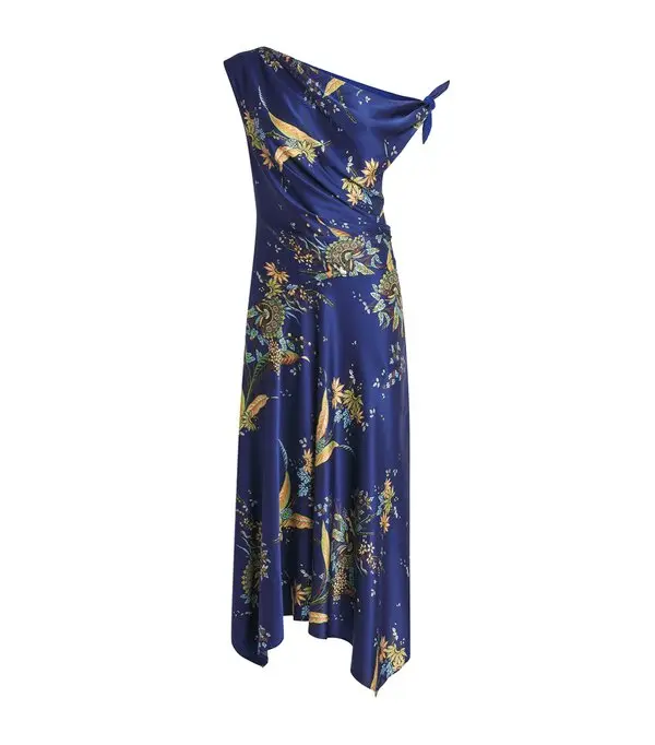 Staud Silk Portia Midi Dress - Blue