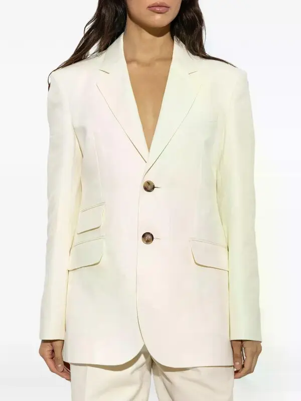 AMI Paris White Single Breasted Boxy Cotton And Linen Blazer