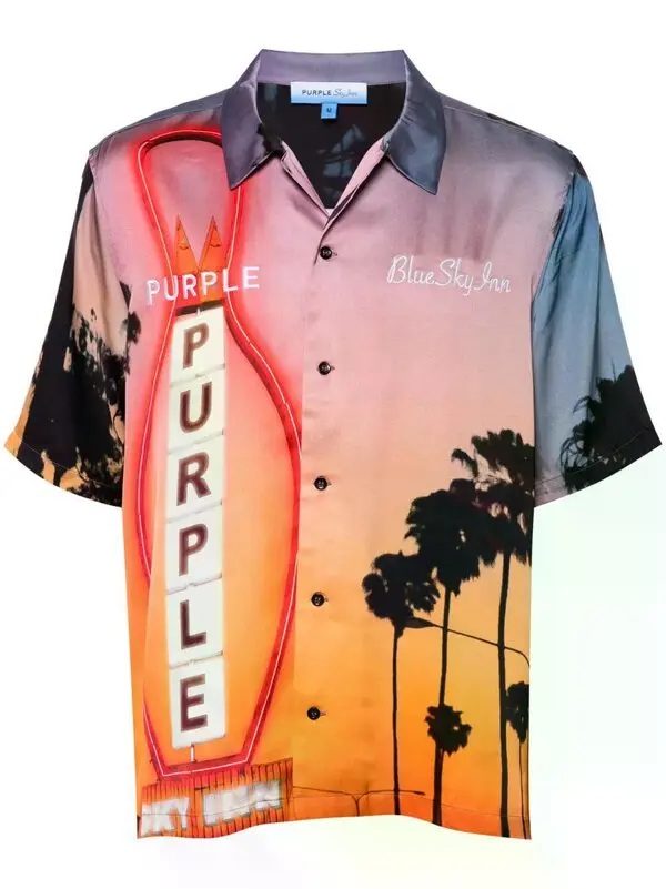 PURPLE BRAND X Blue Sky Graphic-print Shirt - Red