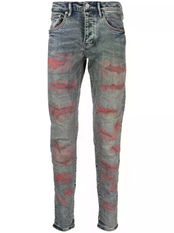 PURPLE BRAND Distressed-effect Slim-fit Jeans