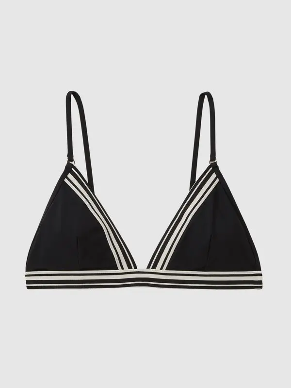 REISS Triangle Contrast Trim Bikini Top