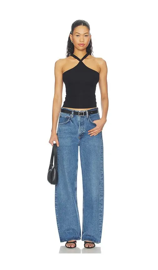 Michael Lauren Lynx Cross Front High Neck Tank
