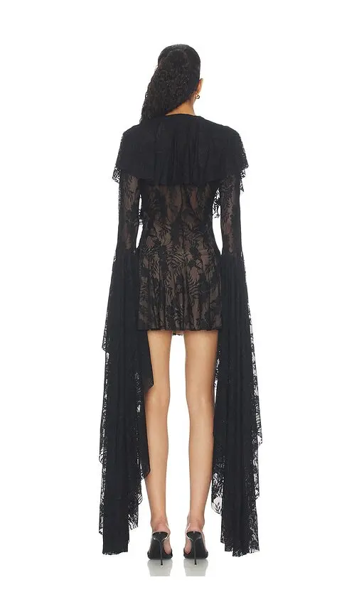 Norma Kamali Sleeve Deep V Ruffle Mini Dress - Black
