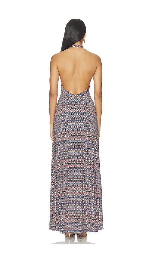 AFRM Huston Shiny Knit Halterneck Maxi Dress