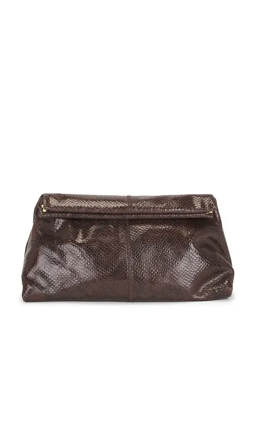 FLATTERED Snake-embossed Leather Clutch - Brown