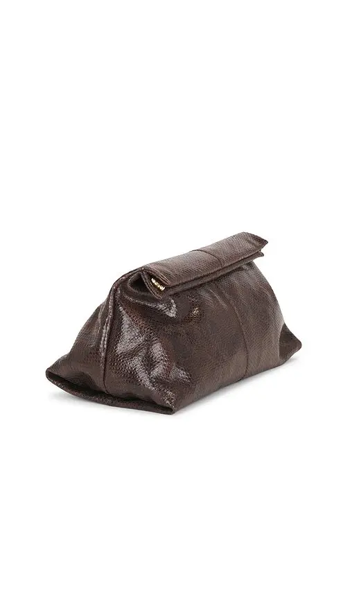 FLATTERED Snake-embossed Leather Clutch - Brown