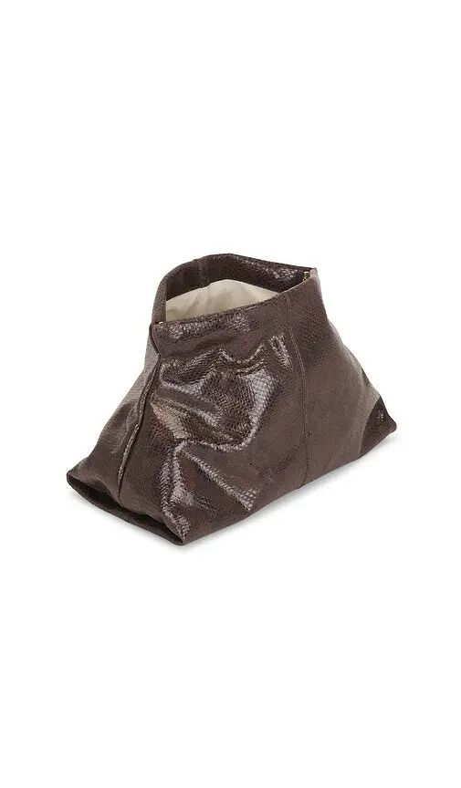 FLATTERED Snake-embossed Leather Clutch - Brown