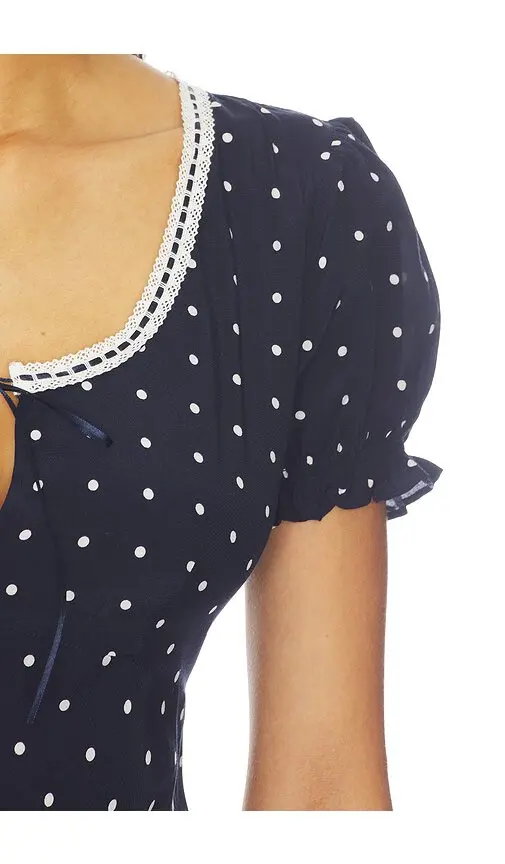 Rails Polka Dot Lace Trimmed Midi Dress