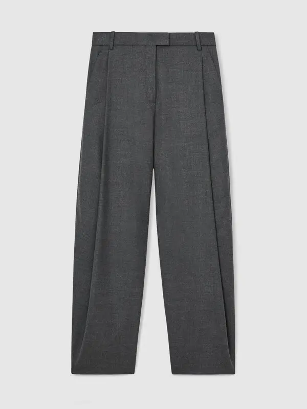 REISS Wool-blend Pleated Barrel-leg Trousers