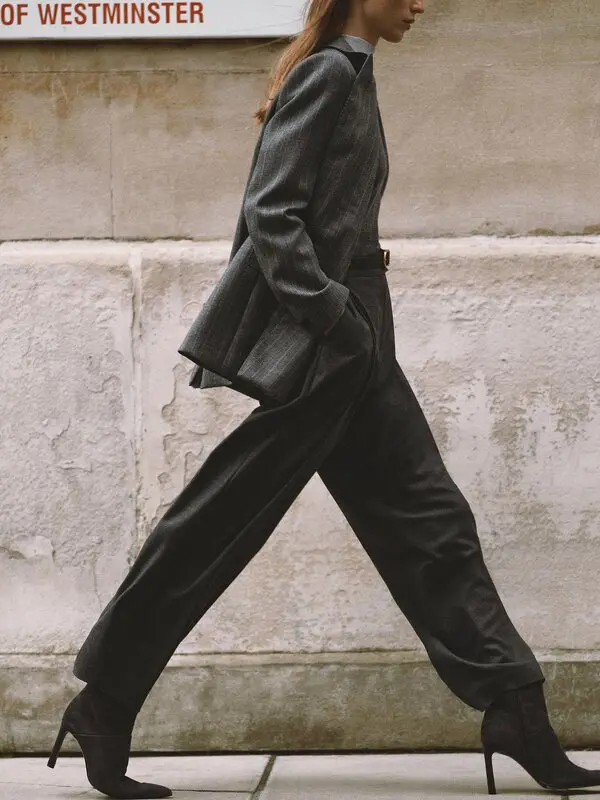 REISS Wool-blend Pleated Barrel-leg Trousers