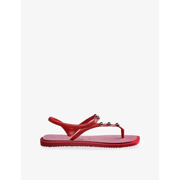 Havaianas Embellished Rubber Flip-flops With Chunky Lug Sole - Red/pink