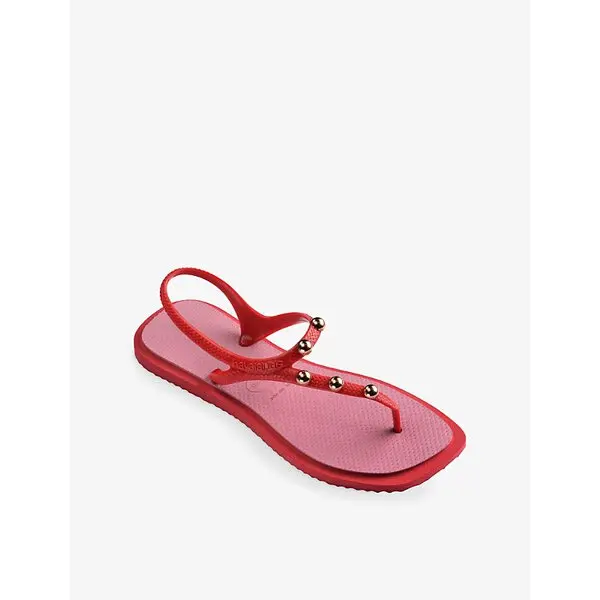 Havaianas Embellished Rubber Flip-flops With Chunky Lug Sole - Red/pink