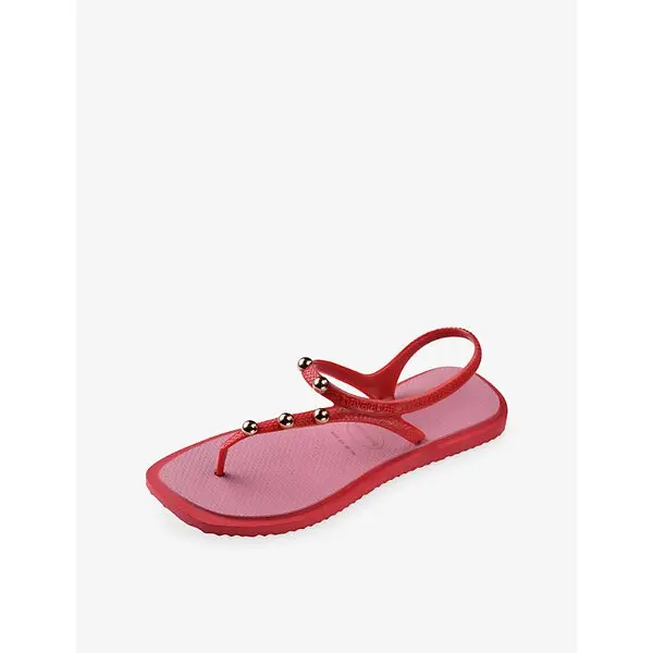 Havaianas Embellished Rubber Flip-flops With Chunky Lug Sole - Red/pink