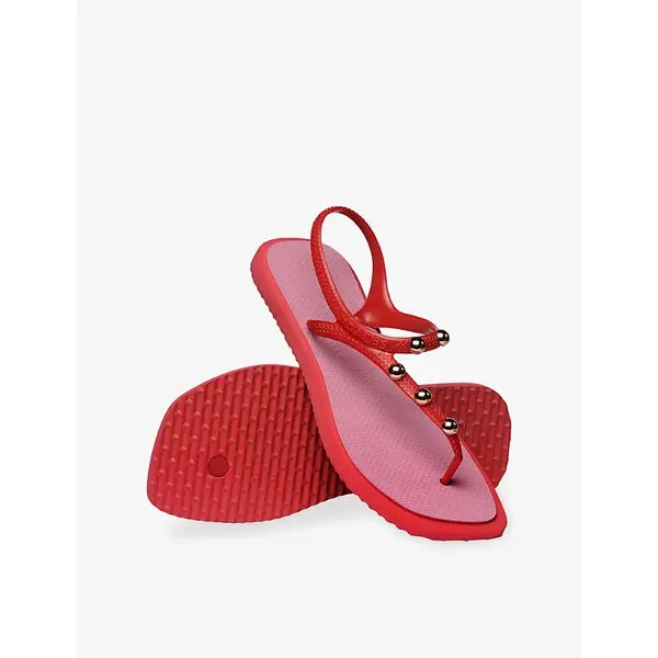 Havaianas Embellished Rubber Flip-flops With Chunky Lug Sole - Red/pink