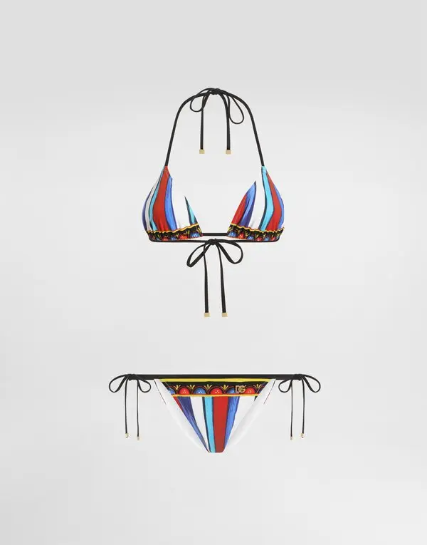 Dolce & Gabbana Carretto-print Triangle Bikini Swimwear - Multicolor