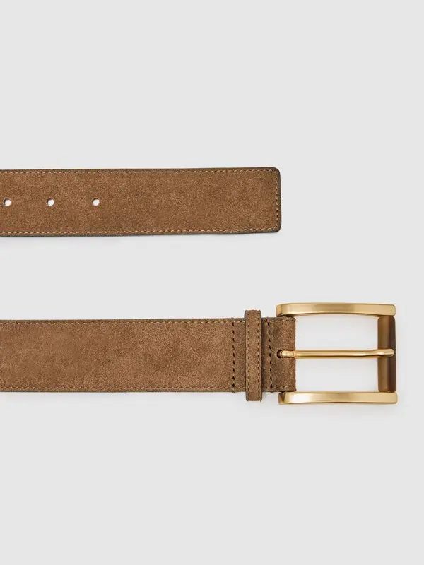 REISS Suede Square Roller Buckle Belt