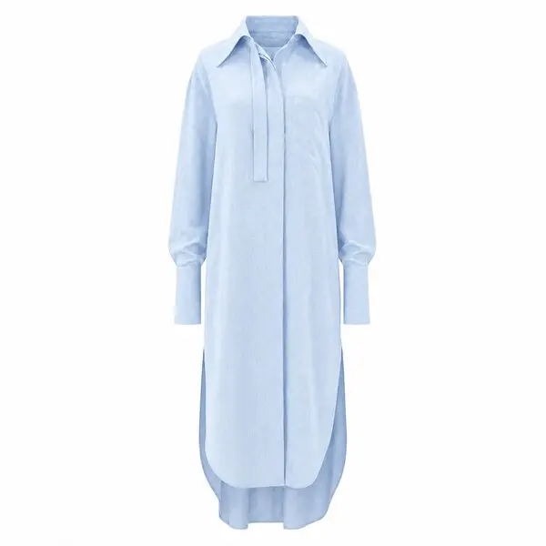 LOLAM 100% Cotton Shirt Dress - Blue