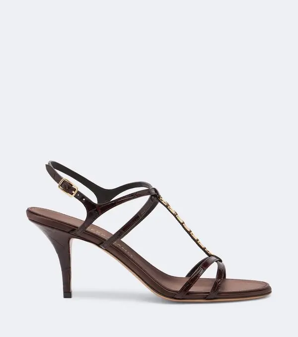 FERRAGAMO Tiane Croc-effect Embellished Leather Sandals
