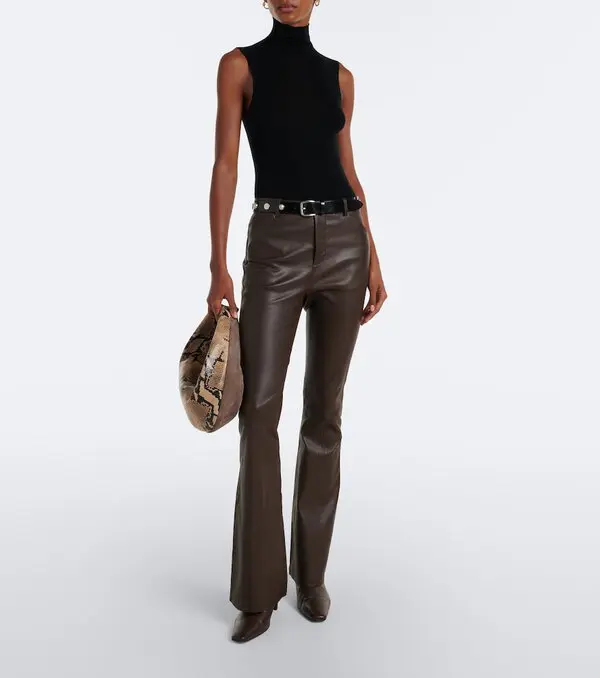 Vince Leather Flared Trousers