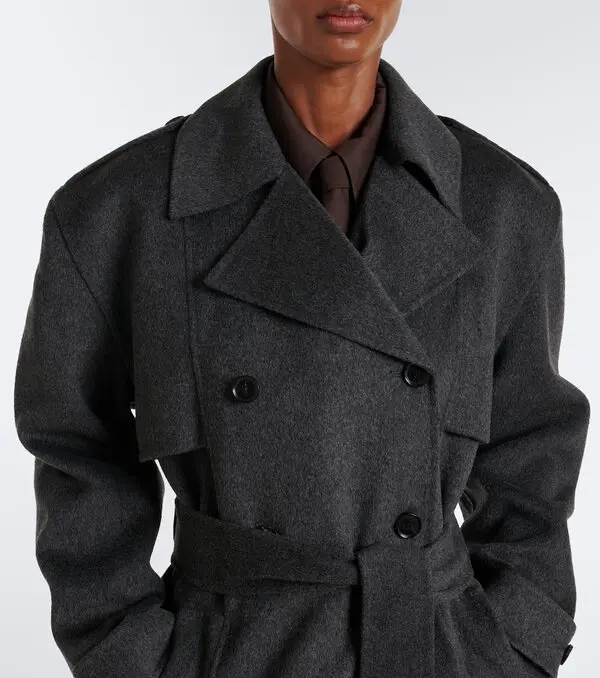 THE FRANKIE SHOP Nikola Belted Wool And Cashmere Coat In Dark Melange