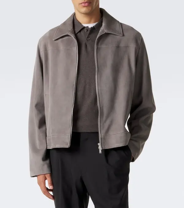 LARDINI Suede Zip-up Jacket