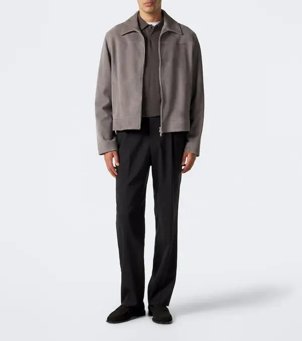 LARDINI Suede Zip-up Jacket