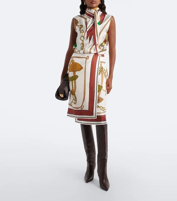 Dorothee Schumacher Cosmic Funghi Printed Silk Twill Wrap Skirt
