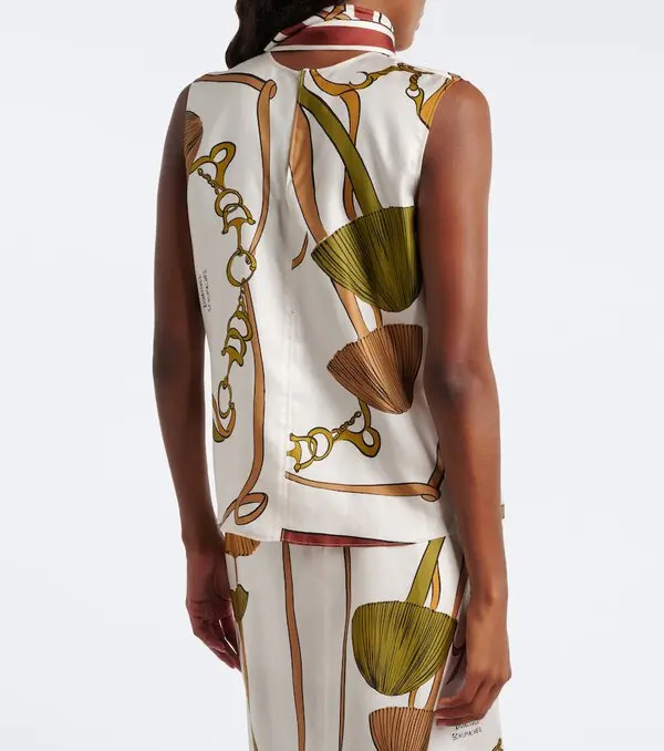 Dorothee Schumacher Cosmic Fungi Printed Tie-neck Silk Twill Top