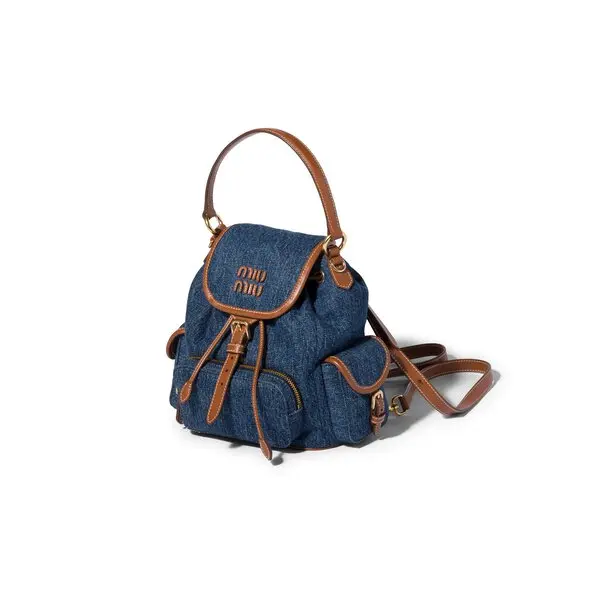 Miu Miu Denim And Leather Backpack