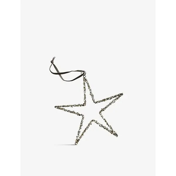 THE WHITE COMPANY Glitter Star Christmas Decoration 14cm - Silver