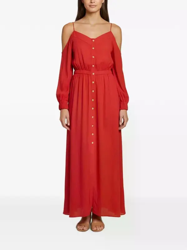Balmain Off-shoulder Crinkle Maxi Dress