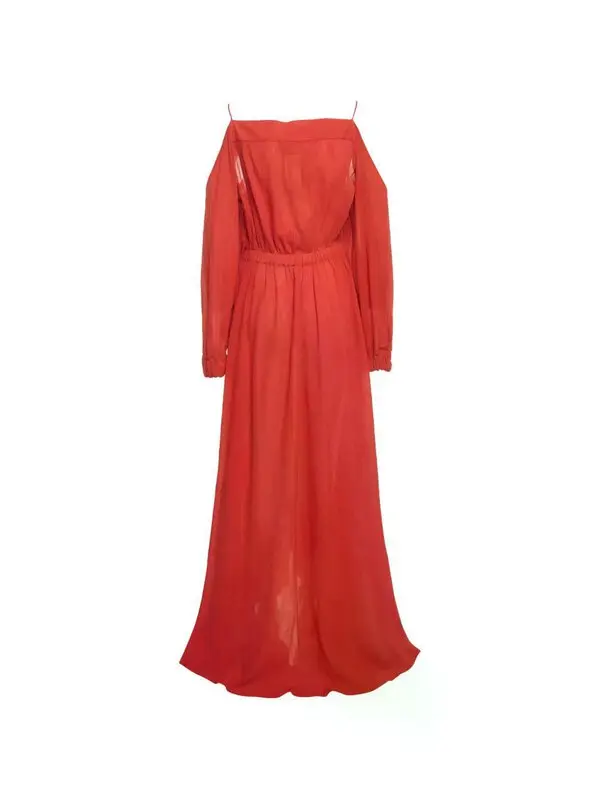 Balmain Off-shoulder Crinkle Maxi Dress