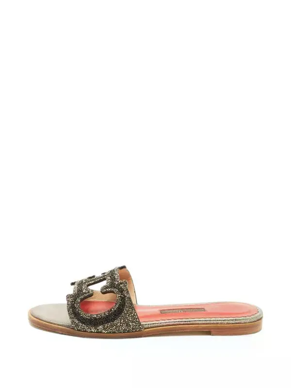 Carolina Herrera Initials Insignia Crystal-embellished Slides