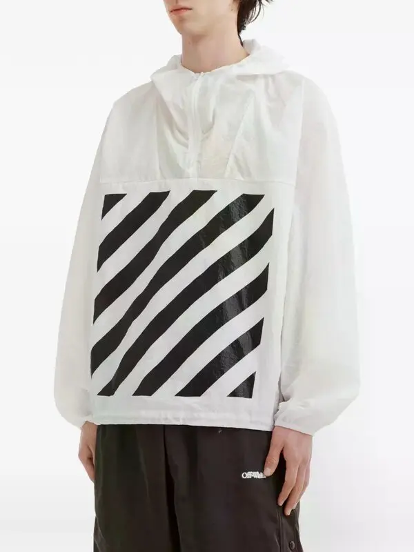 Off-White Diagonals Logo Print Hooded Windbreaker Jacket