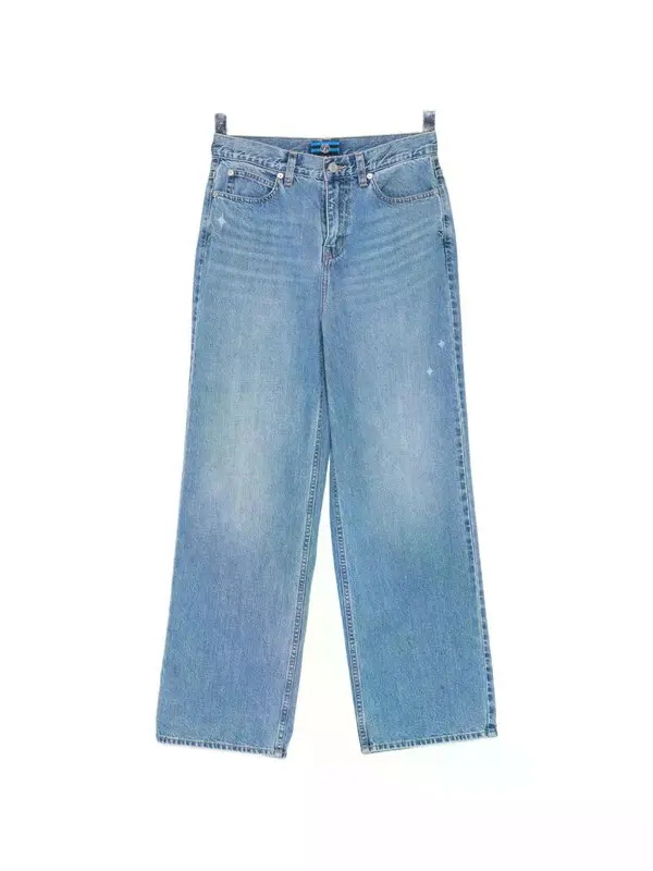 AGNES B. Logo Embroidered Wide Leg Jeans