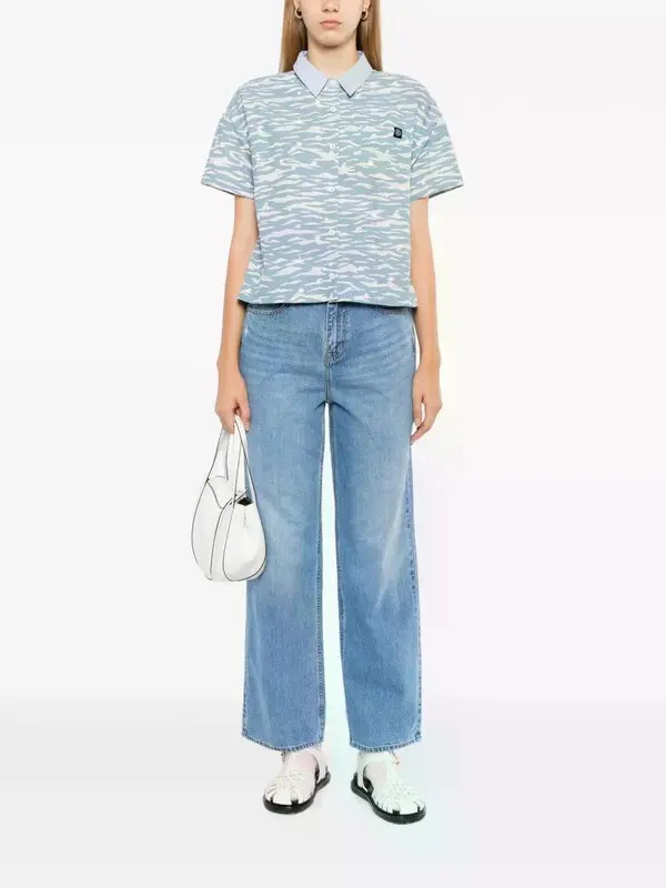 AGNES B. Logo Embroidered Wide Leg Jeans