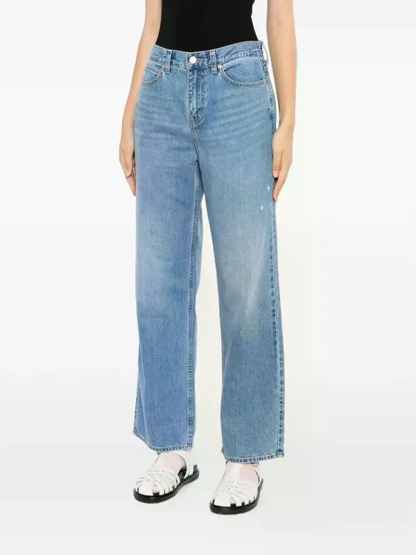 AGNES B. Logo Embroidered Wide Leg Jeans